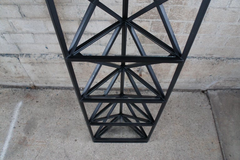 Art Deco Style Geometric Metal and Glass Triangular Corner Shelf ...