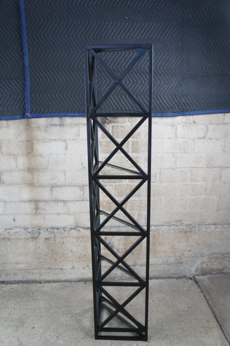 Art Deco Style Geometric Metal and Glass Triangular Corner Shelf ...