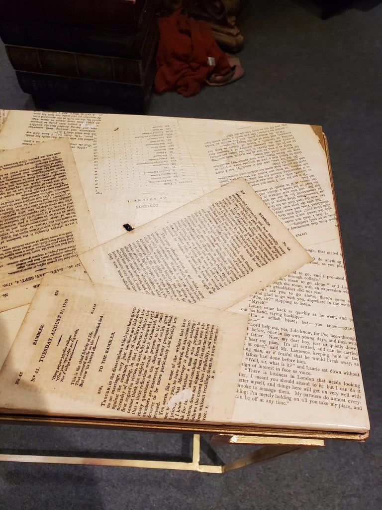 Art Deco Style Gilt Metal “Apollo” Console Table Decoupaged with Book ...