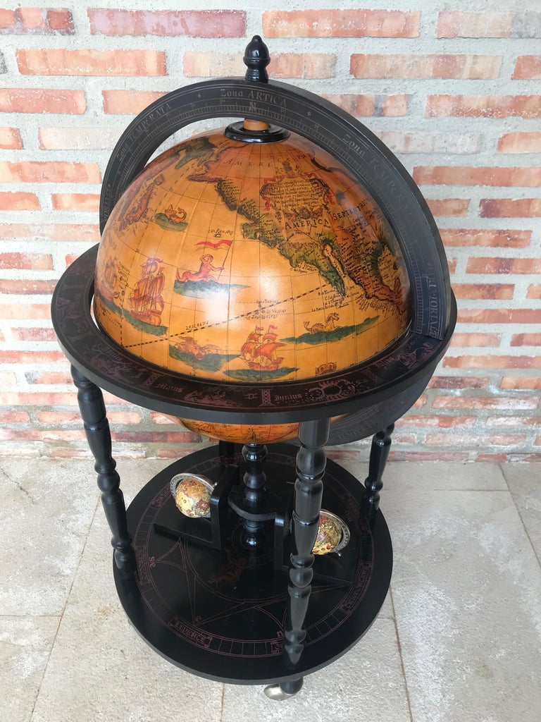 Art Deco Style Globe Cocktail Black Ebonized Cabinet Dry Bar at 1stDibs ...
