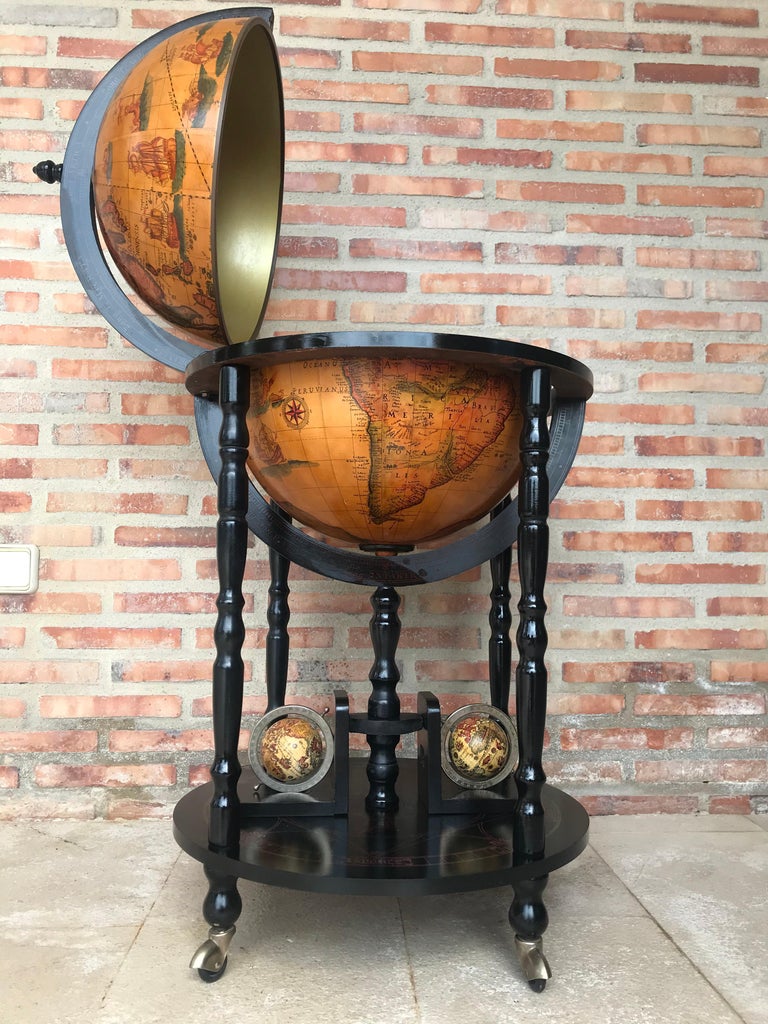 Art Deco Style Globe Cocktail Black Ebonized Cabinet Dry Bar at 1stDibs ...