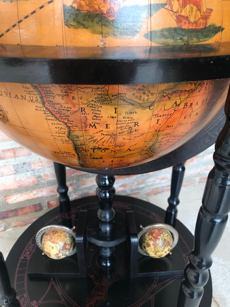 Art Deco Style Globe Cocktail Black Ebonized Cabinet Dry Bar at 1stDibs ...