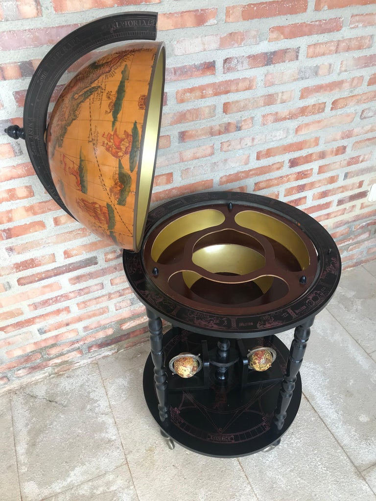 Art Deco Style Globe Cocktail Black Ebonized Cabinet Dry Bar at 1stDibs ...