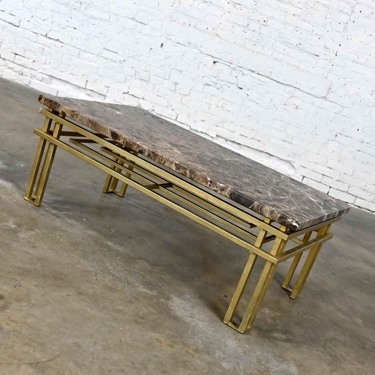Art Deco Style Gold Steel Tube Rectangle Coffee Table Glass or Brown ...