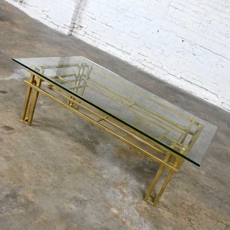 Art Deco Style Gold Steel Tube Rectangle Coffee Table Glass or Brown ...
