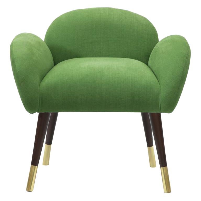 Chaise de salle à manger Patagonia de style Art Déco en lin vert avec ...