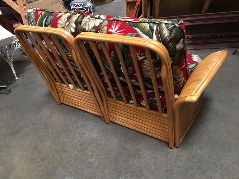 Art Deco Style "Hawaii" Rattan Fan Arm Three-Seat Sectional Sofa For ...