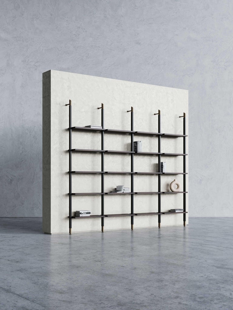 Art Deco Style His Modular Library Day System Made with Wood and Bronze ...