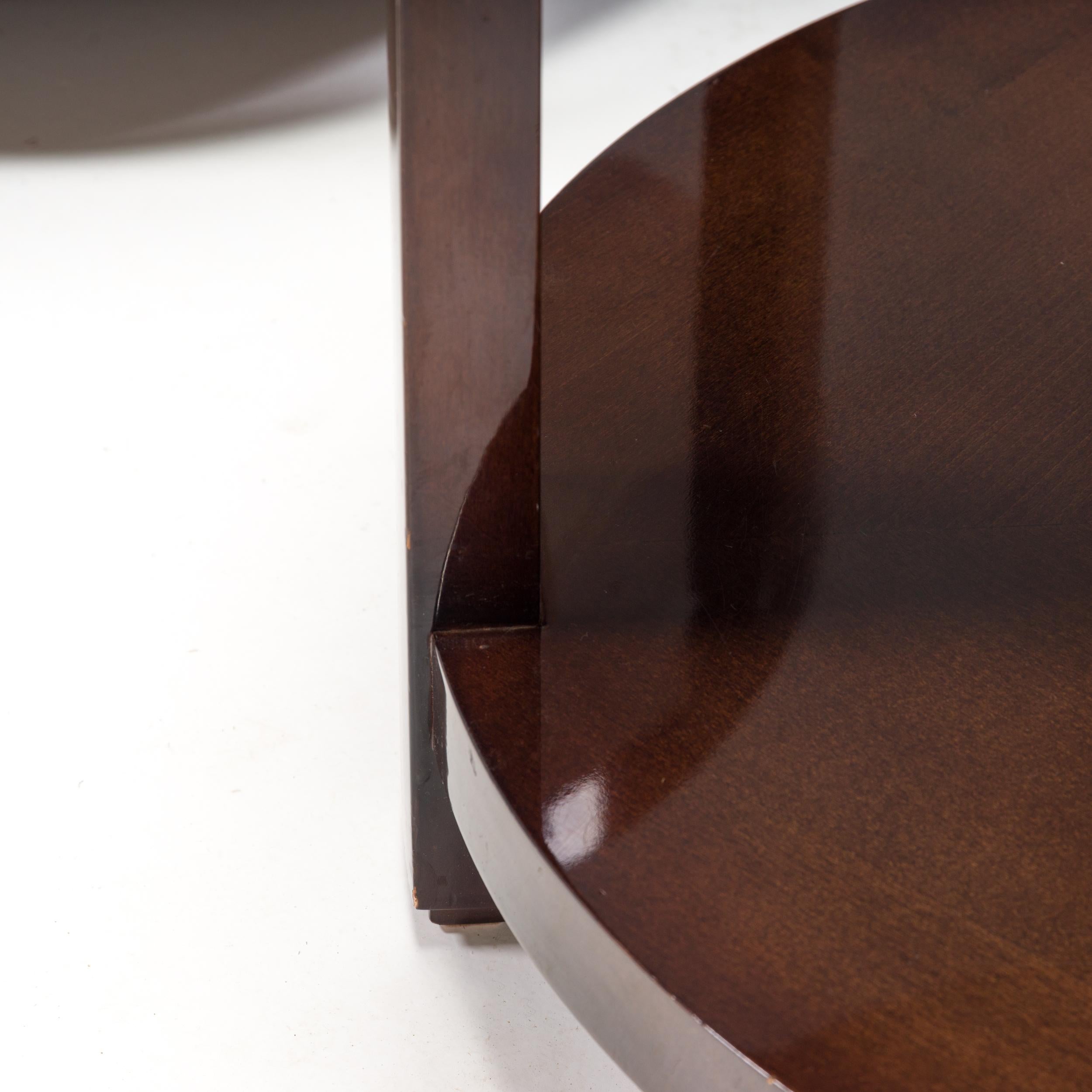 Art Deco Style Hugues Chevalier Agora Oak Round Side Tables, Set of 2 ...