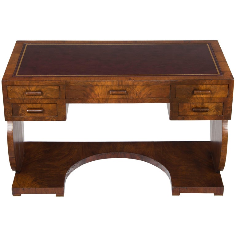 Art Deco Style Leather Top Small Writing Desk For Sale at 1stDibs