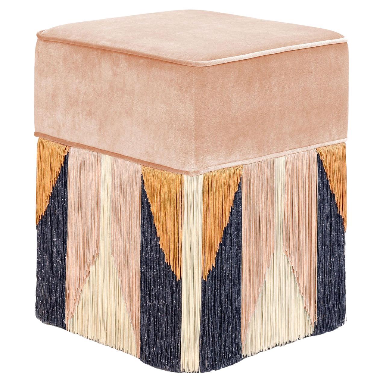 Art Deco Style Mustard Round Pouf For Sale at 1stDibs