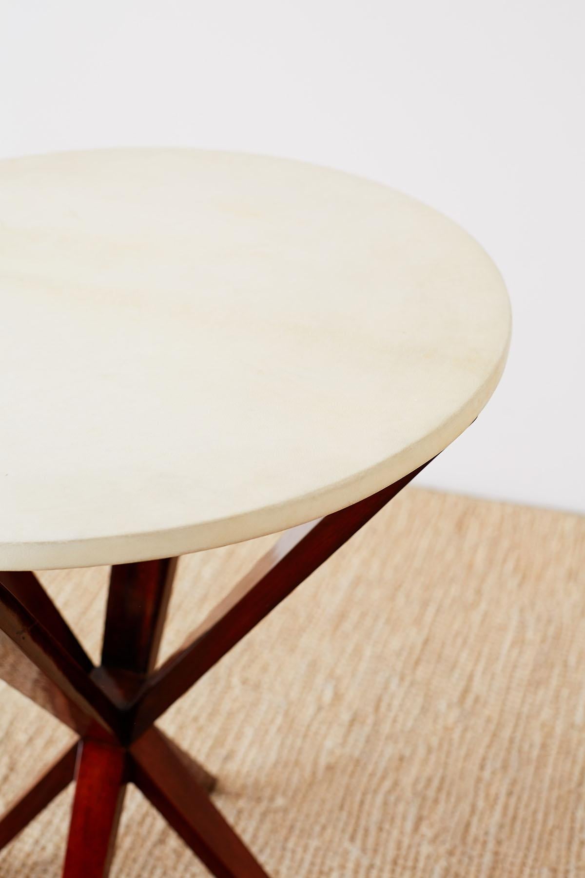 Art Deco Style Mahogany and Goatskin Vellum Drinks Table at 1stDibs