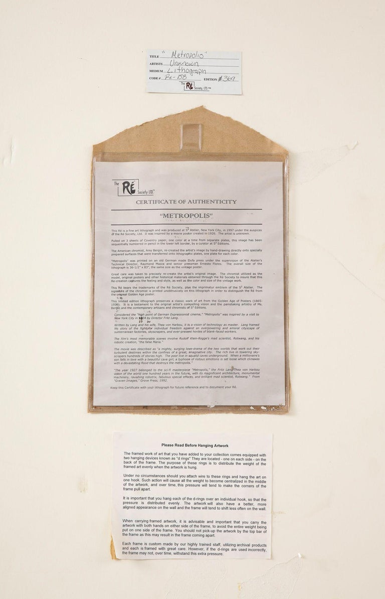 Metropolis Large Framed 3-Sheet Lithograph Poster For Sale at 1stDibs