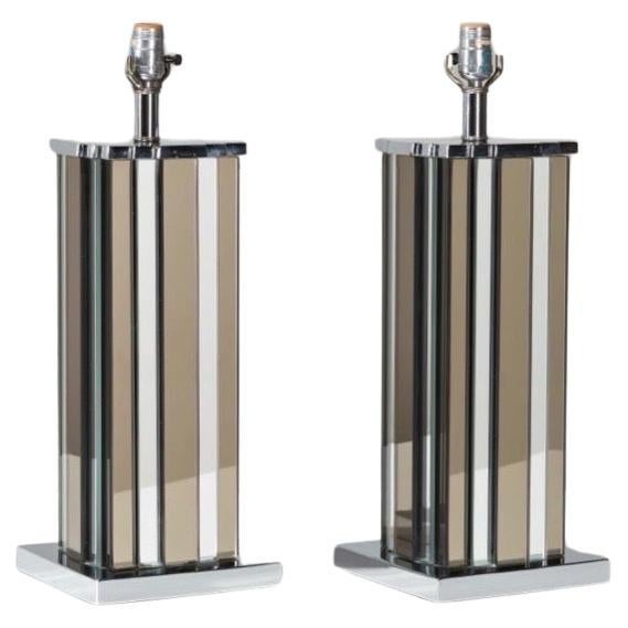 Art Deco Style Modern Smoked Mirror Skyscraper Cityscape Table Lamps ...