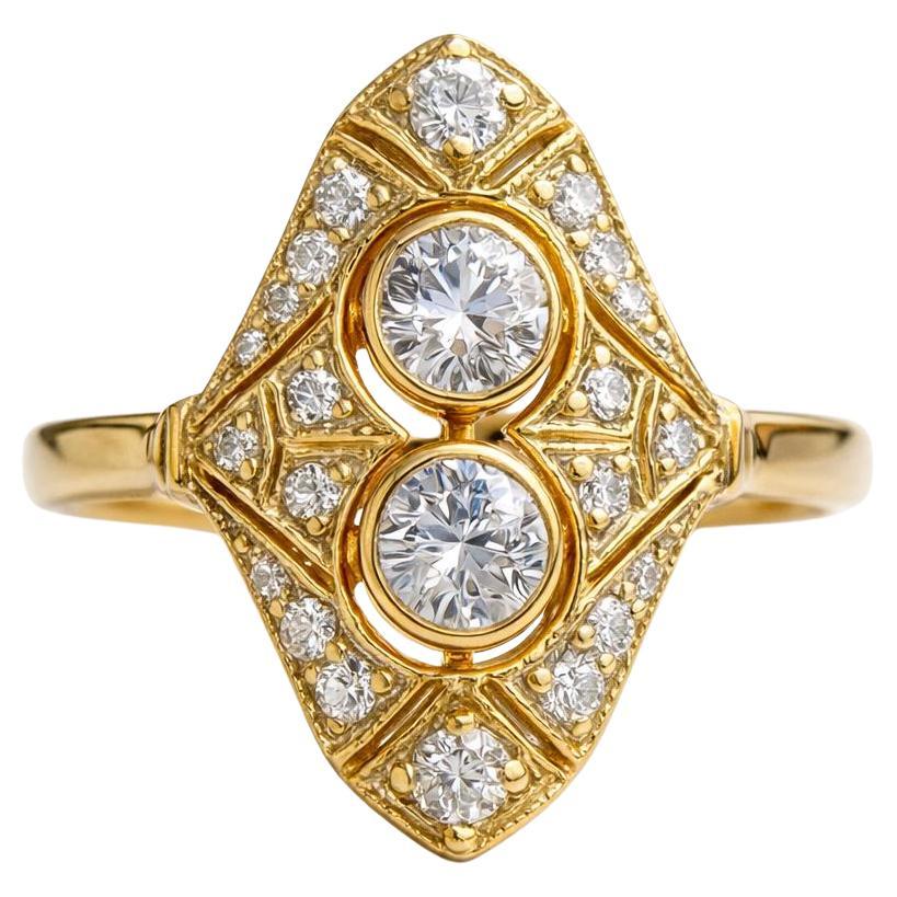 Customizable Art-deco style moissanite 14k gold ring For Sale at 1stDibs