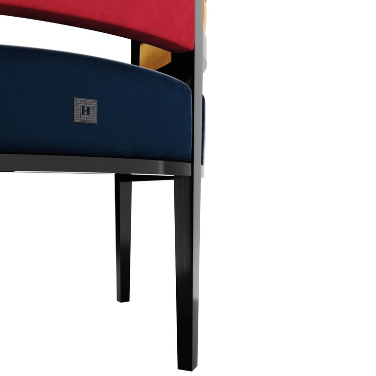 Art Deco Style Mondrian Print Velvet Upholstery Pina Chair Dining Room ...