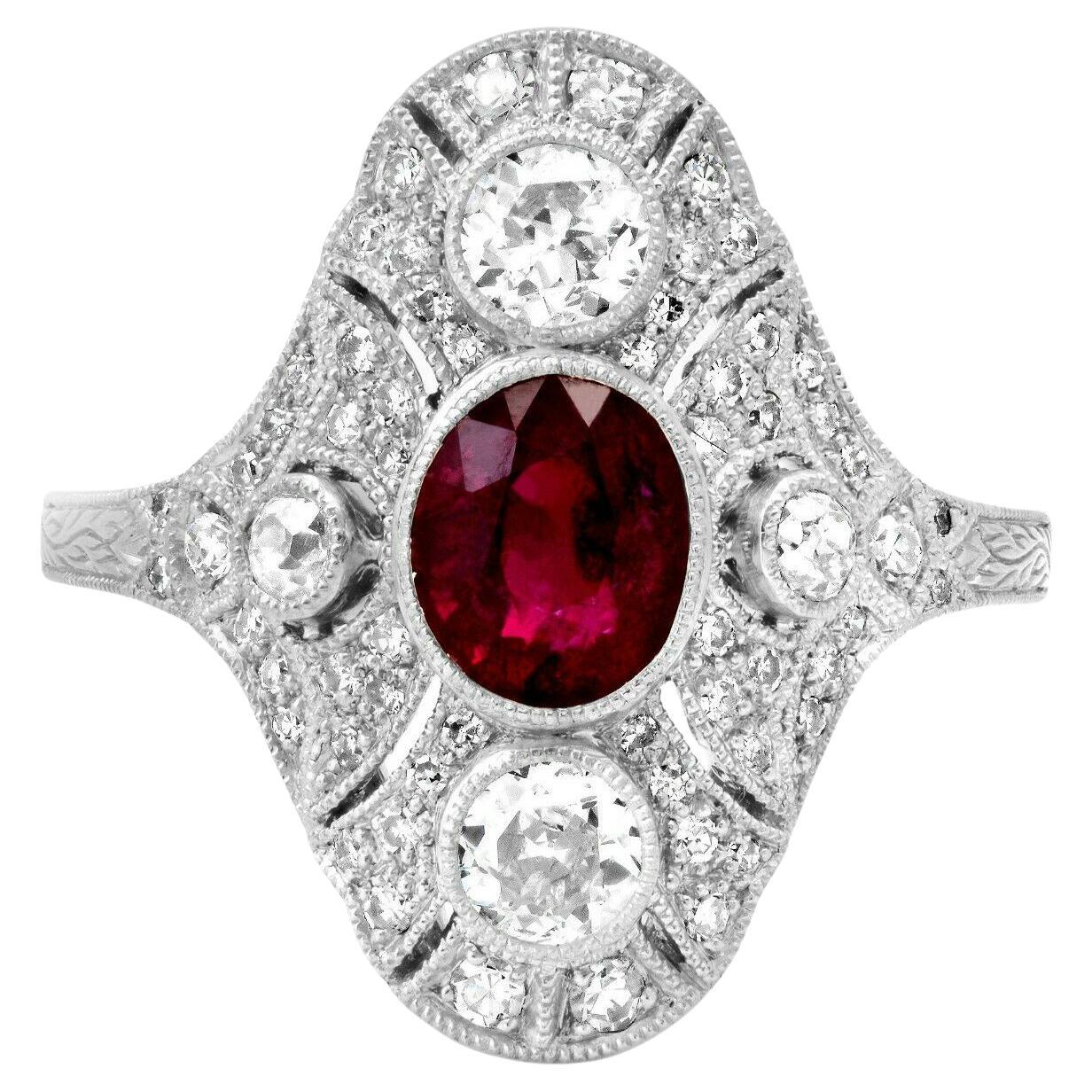 Art Deco Style 0.79 Ct Center Emerald Diamond 2.07 Tcw Platinum ...