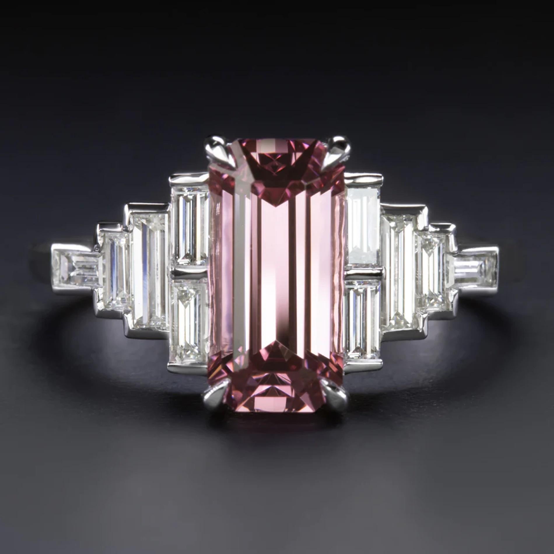 Art Deco Style Pink Spinel Diamond Ring For Sale at 1stDibs