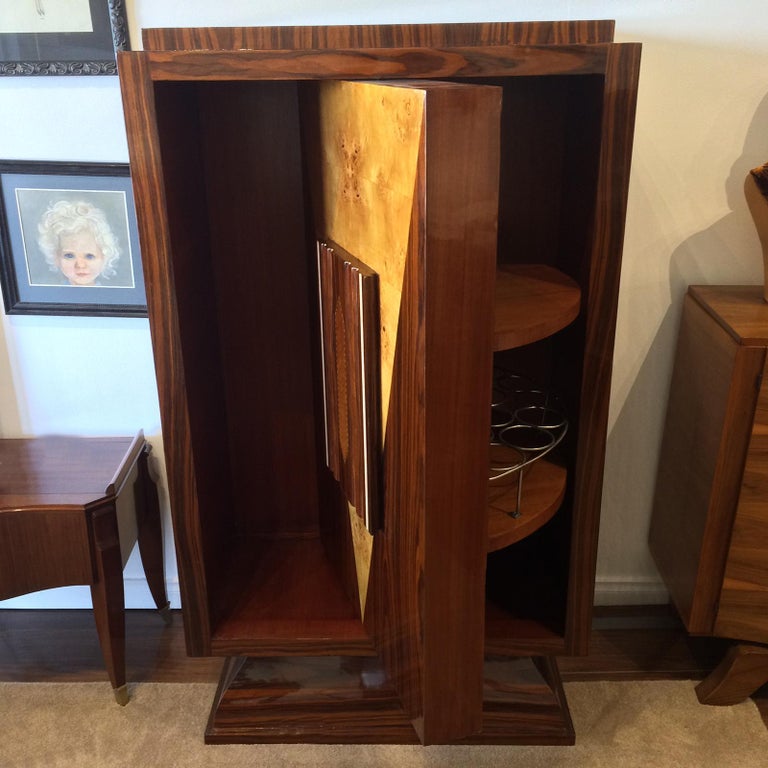 Art Deco Style Revolving Cocktail Dry Bar Cabinet at 1stDibs