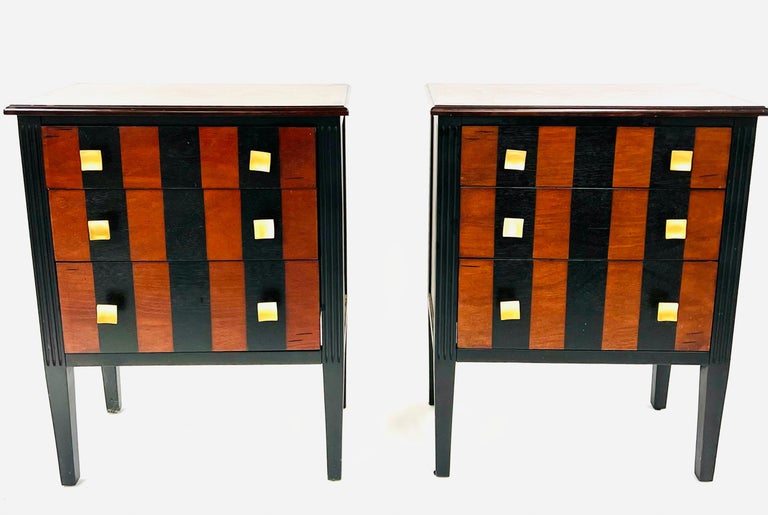 Art Deco Style Rosewood Three Drawer Nightstand, End or Side Table, a ...