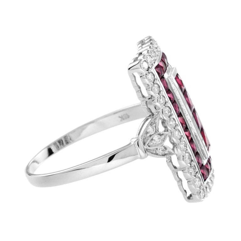 Customizable Art Deco Style Ruby and Diamond Rectangle Shape Cocktail ...
