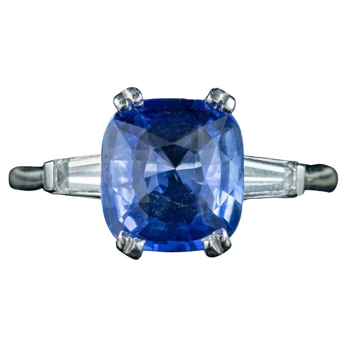 Art Deco French Sapphire Diamond Ring 3ct of Sapphire Circa 1920 For ...
