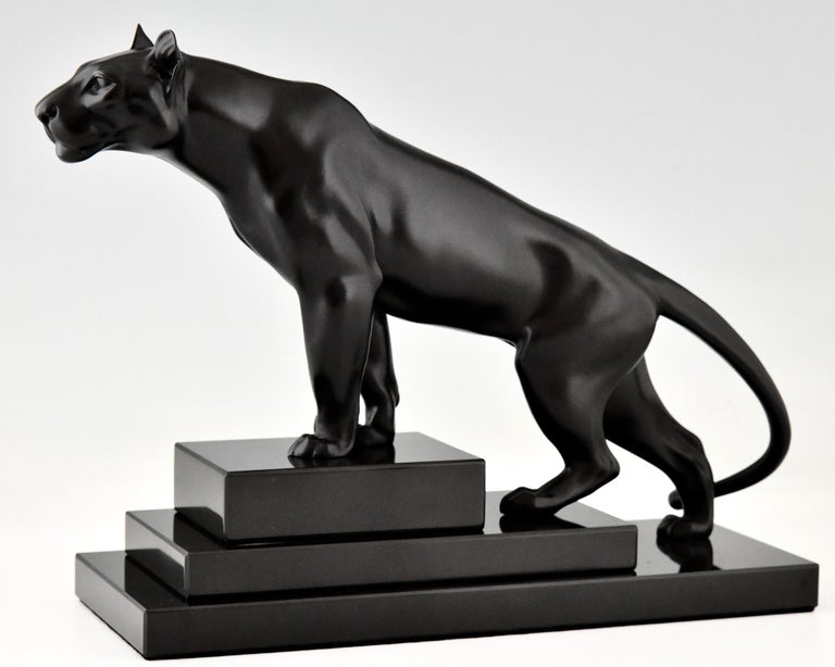 Art Deco style Sculpture of a Panther Jungle by Max Le Verrier, France ...