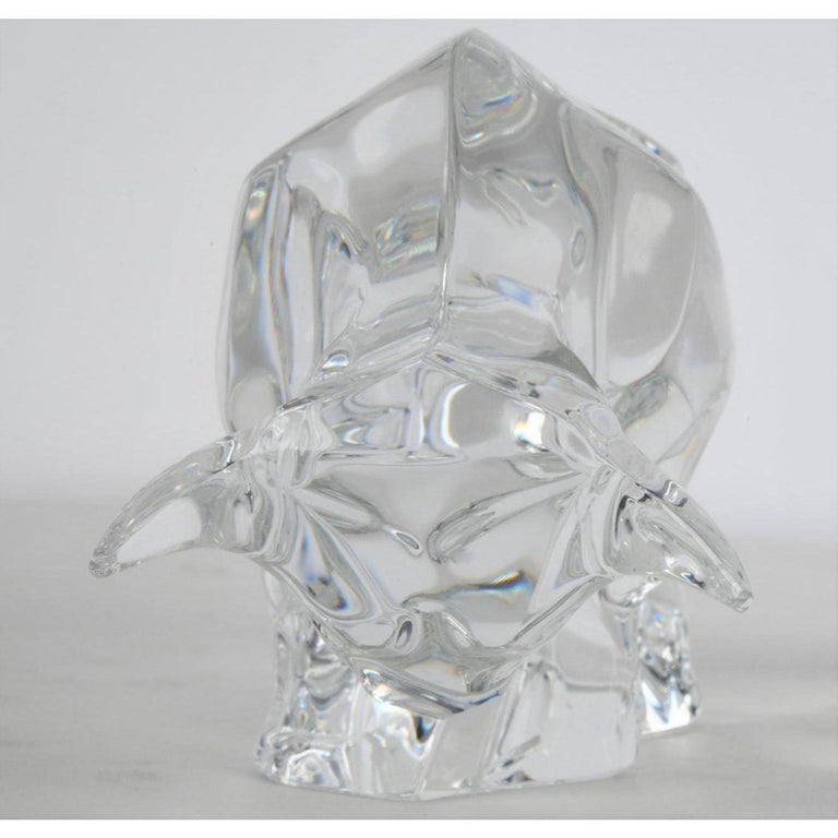 Art Deco Style Signed Baccarat Crystal Bull Figurine For Sale at 1stDibs