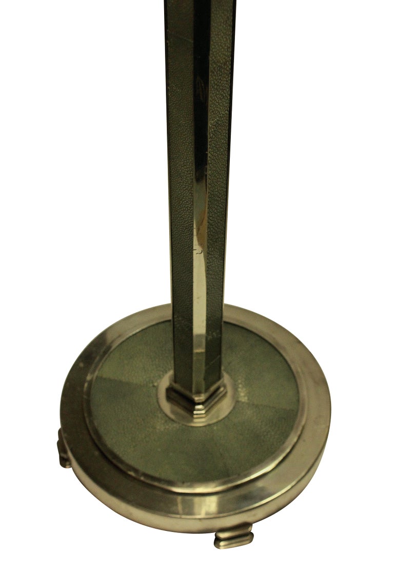 Art Deco Style Silver and Shagrin Floor Lamp For Sale at 1stDibs