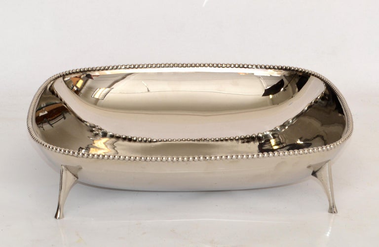 Art Deco Style Square Footed Bowl Silver Plated and Silver Border ...