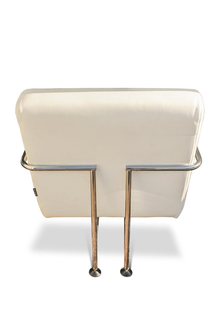 Art Deco Style Tubular Chromed Leather Lounge Chair R T Design for ...