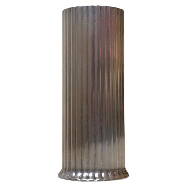 Art Deco Style Vase in White Metal, Denmark 1960s For Sale at 1stDibs