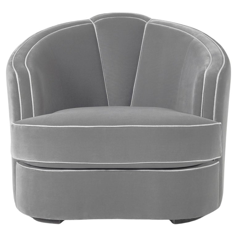 Art Deco Style Velvet Armchair with Piping For Sale at 1stDibs