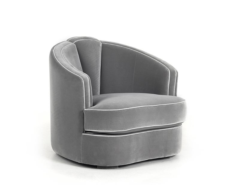 Art Deco Style Velvet Armchair with Piping For Sale at 1stDibs