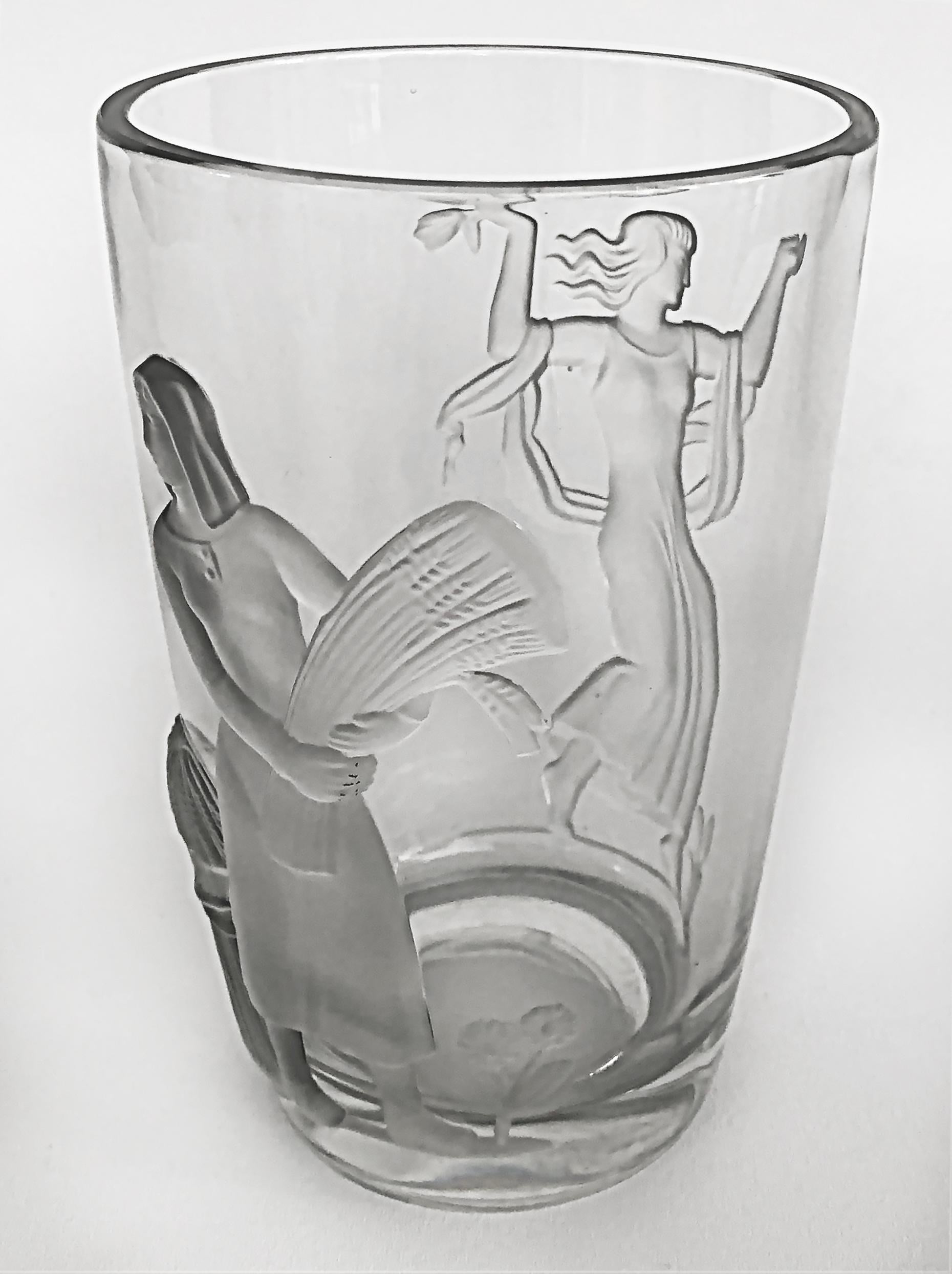 Art Deco Style Verlys France Crystal Glass Vase, Carl Schmitz For Sale ...