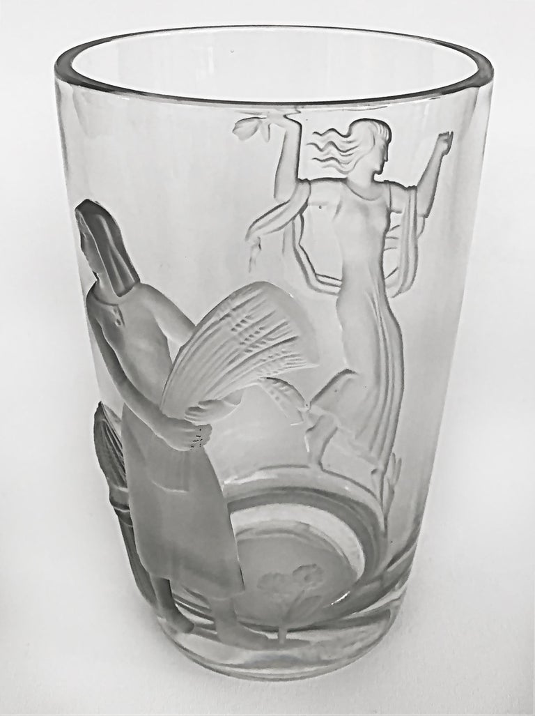 Art Deco Style Verlys France Crystal Glass Vase, Carl Schmitz For Sale ...