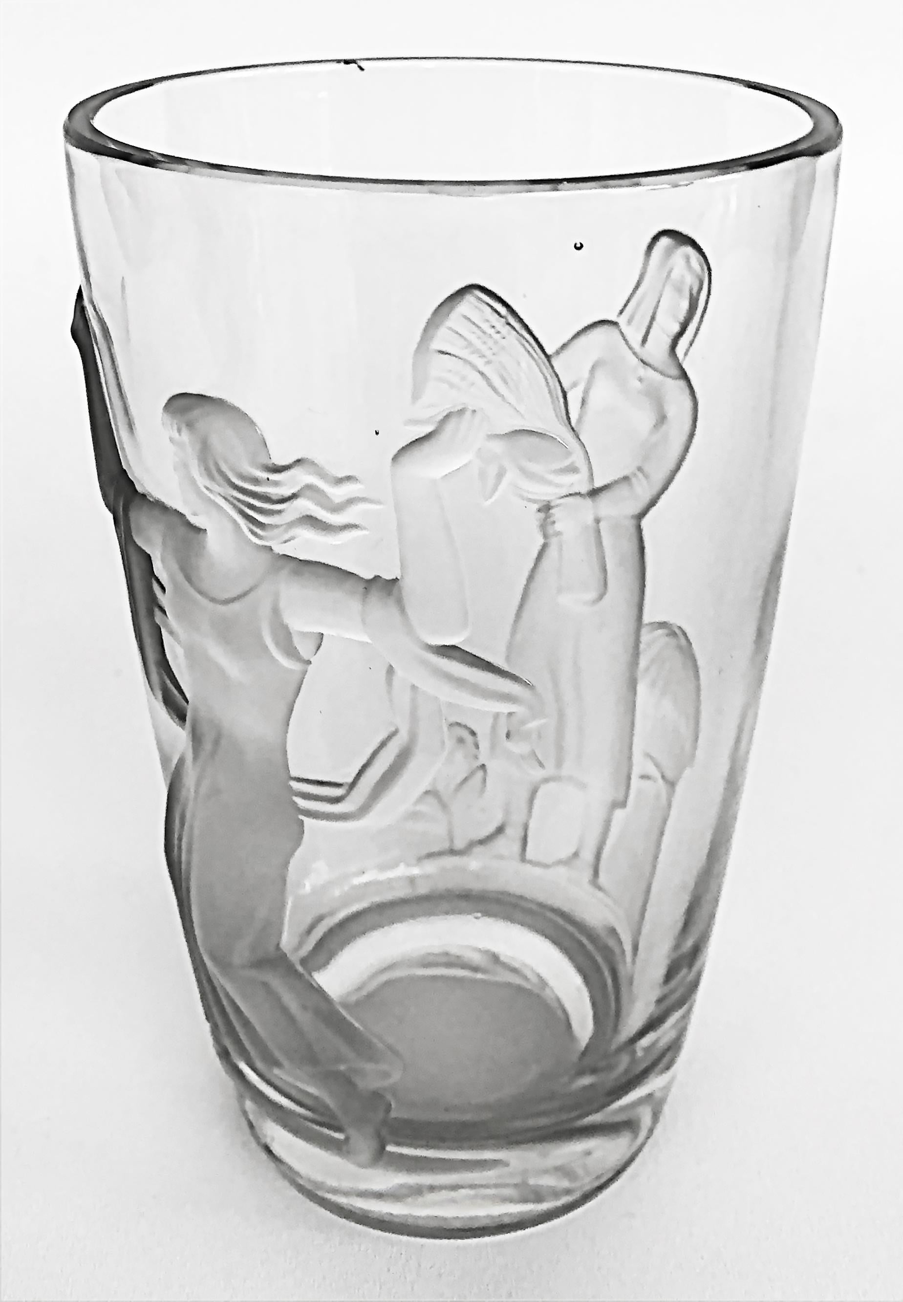 Art Deco Style Verlys France Crystal Glass Vase, Carl Schmitz For Sale ...