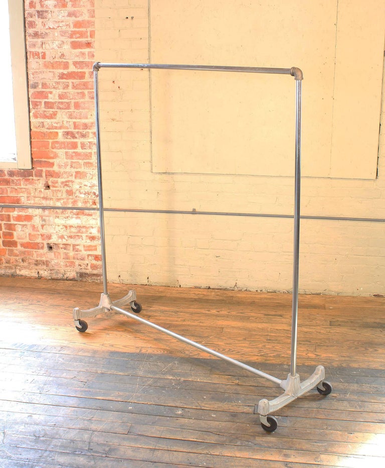 Art Deco Style Vintage Clothing Rolling Garment Rack at 1stDibs