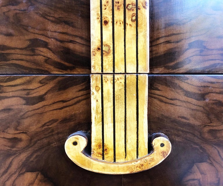 Art Deco-Style Whimsical Burl Wood Cello Shaped Cabinet with Secret ...