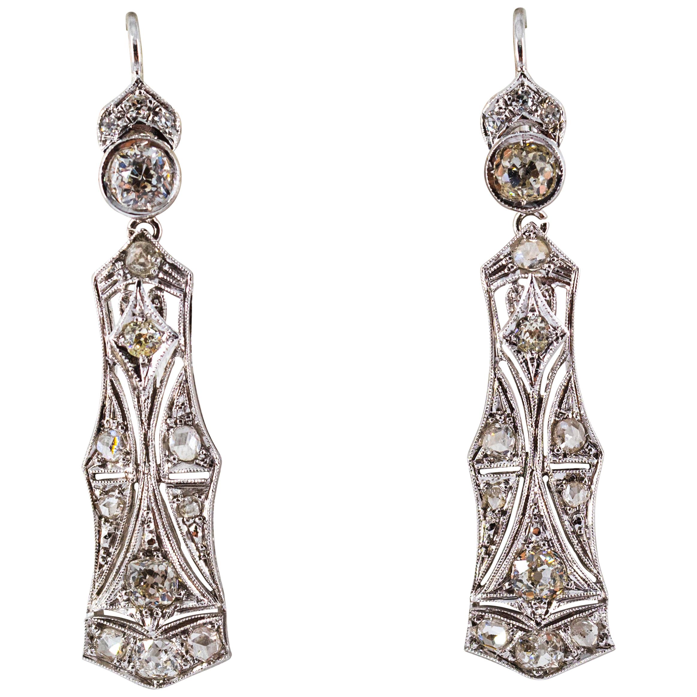Antique European Cut Diamond Cluster Earrings at 1stDibs