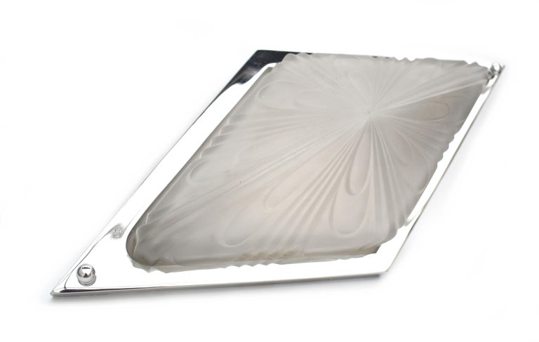 Art Deco Stylish Very Large Original Opaque Glass Chrome Wall Light ...