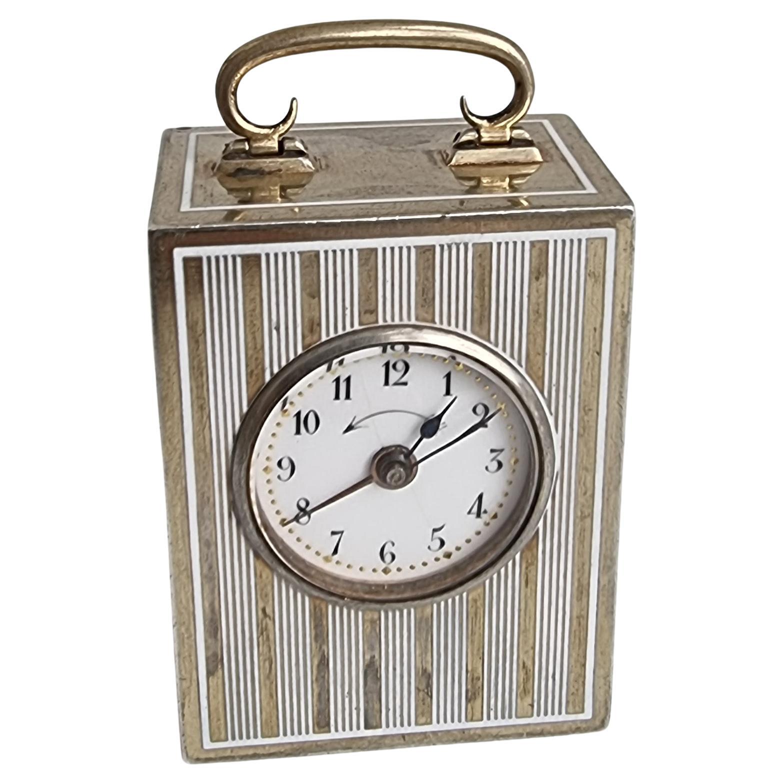 Sub Miniature Carriage Clock in Silver Gilt, Enamel and Rose Quartz at ...