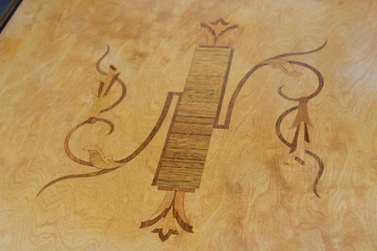 Art Deco Swedish Intarsia Inlay Side End Table For Sale at 1stDibs