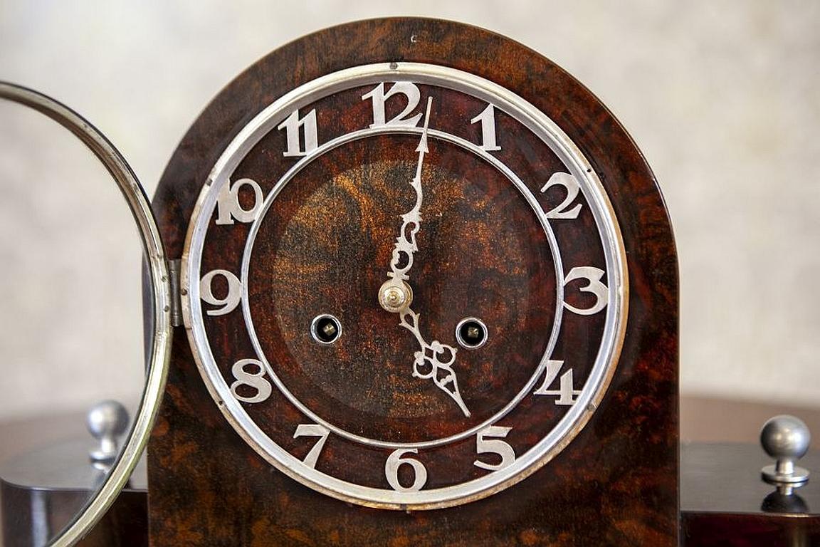 Art Deco Table Clock from the Mid. 20th Century in Dark Brown For Sale ...