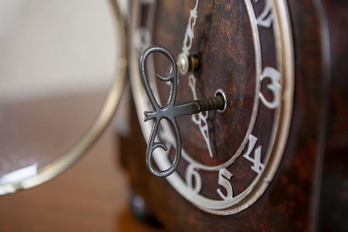 Art Deco Table Clock from the Mid. 20th Century in Dark Brown For Sale ...