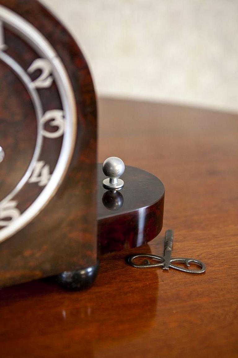 Art Deco Table Clock from the Mid. 20th Century in Dark Brown For Sale ...