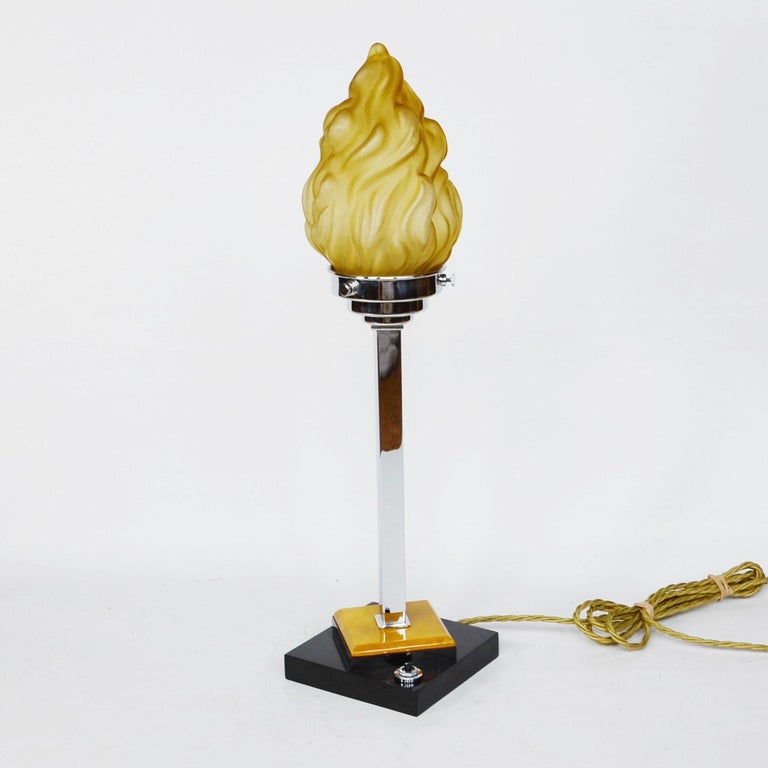 Art Deco Table Lamp Chromed Metal and Bakelite For Sale at 1stDibs