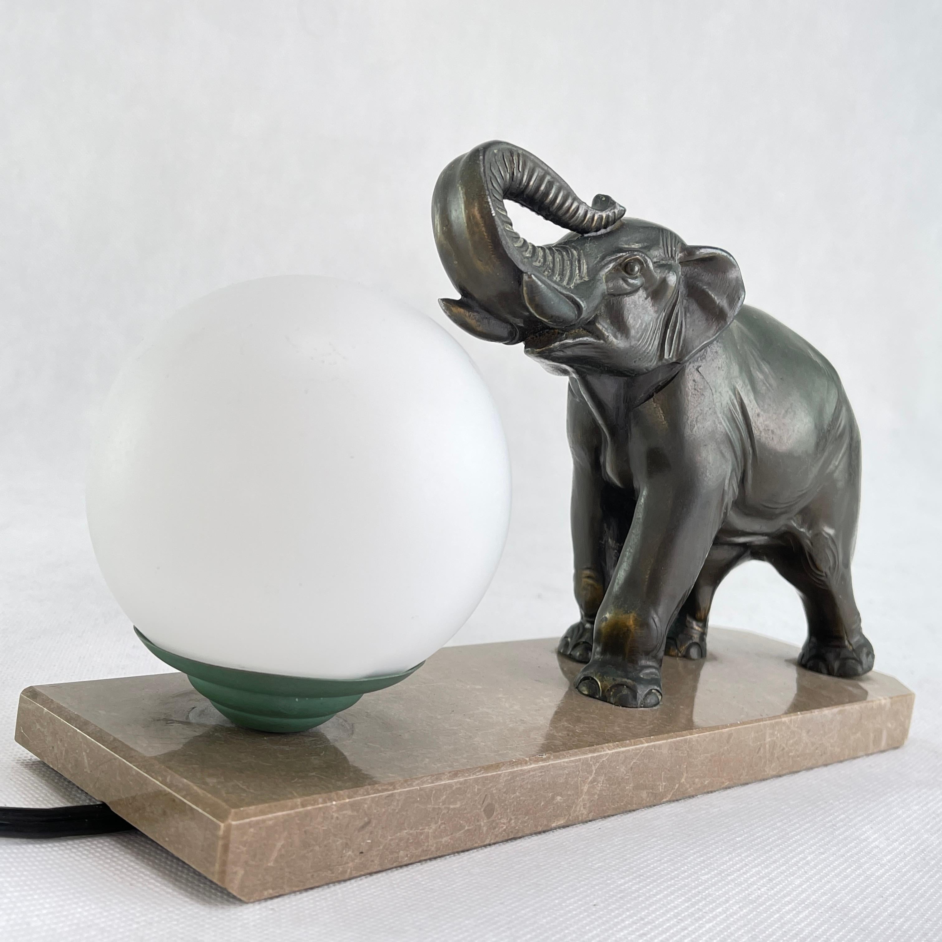 Art Deco Table Lamp Elephant Sculpture, 1930s For Sale at 1stDibs