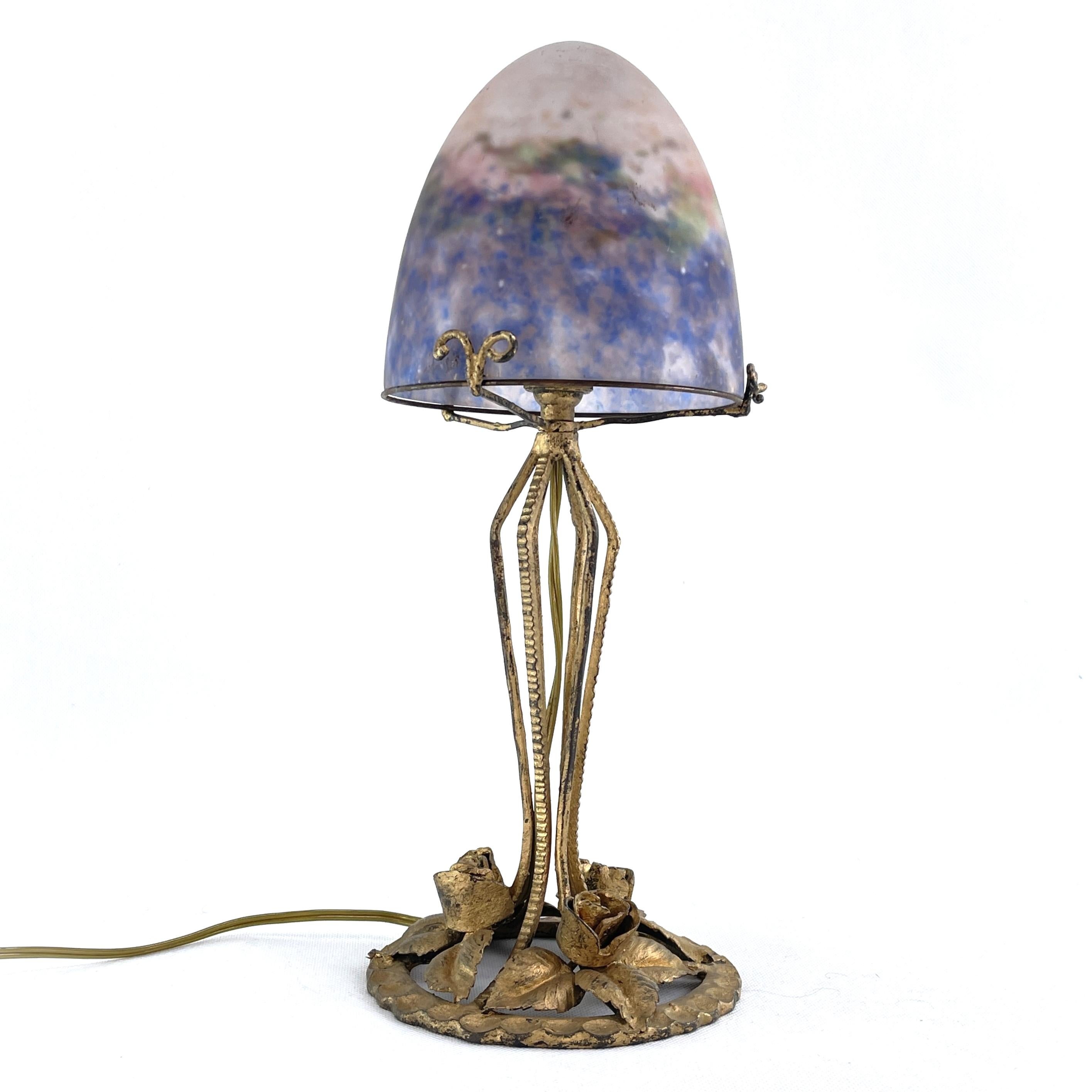 Art Deco Table Lamp Pâte De Verre Signed by Muller Freres Lunéville ...