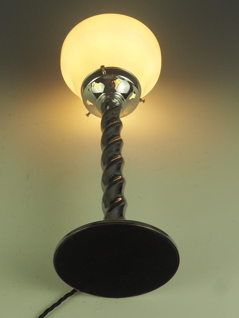 Art Deco Table Lamp with Opaline Globe at 1stDibs
